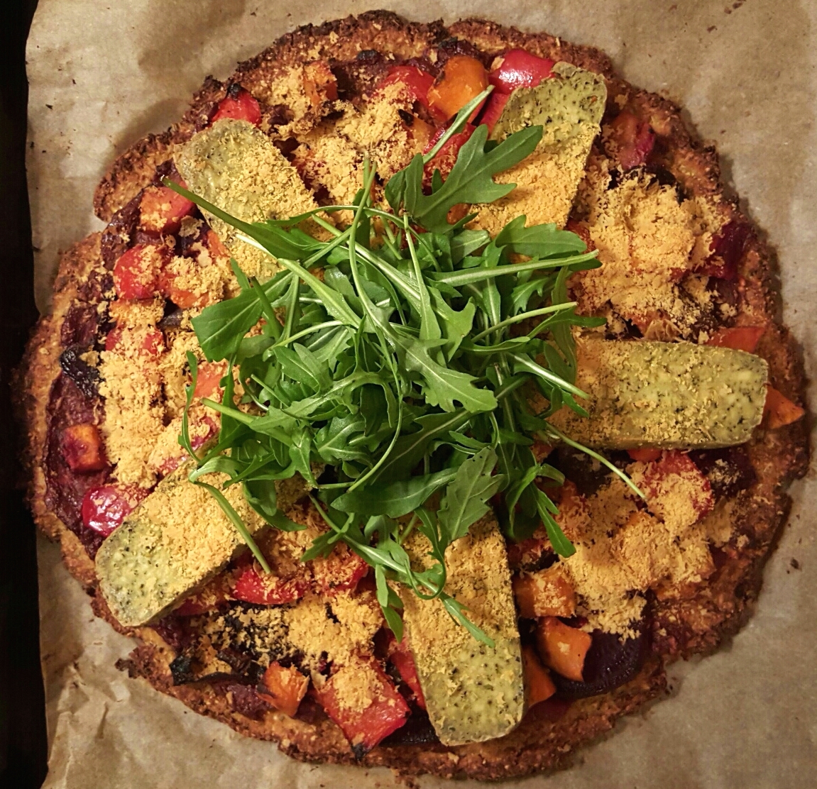 Vegan Roast Veg Pesto Tofu Cauliflower Pizza | Vegan Recipes